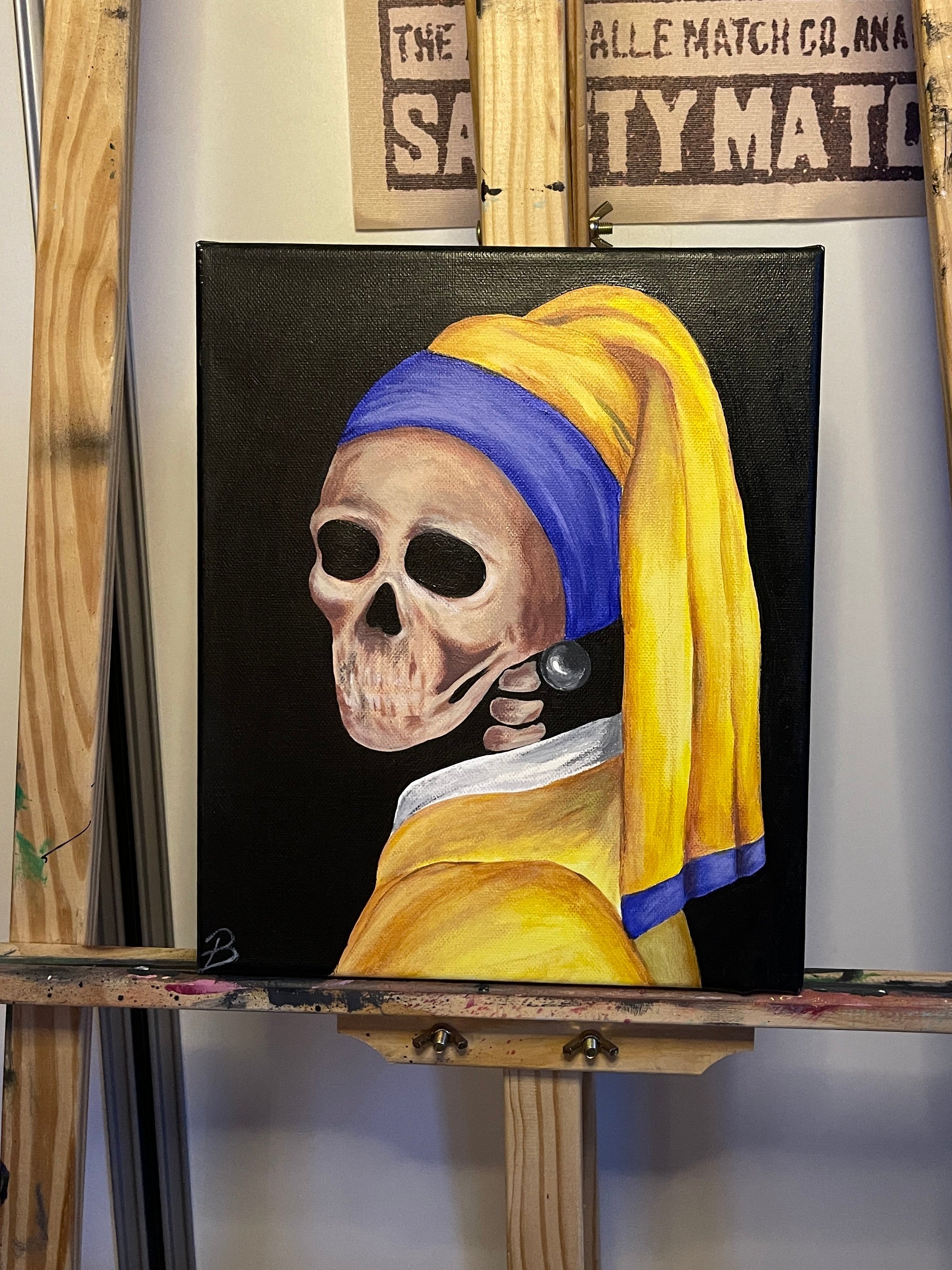 Skeleton with a pearl earring Original – Cay Collective