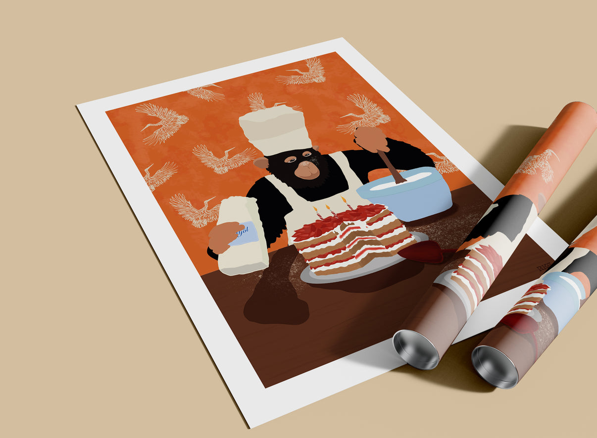 Monkey Bakes Cake Poster – Cay Collective